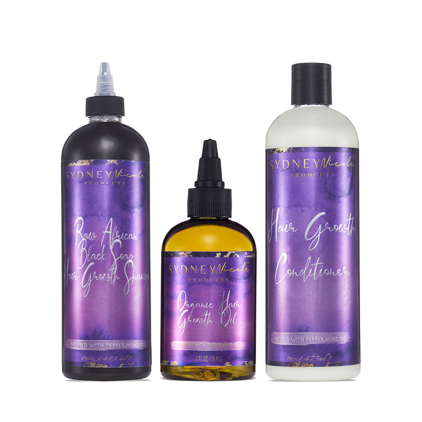 Trio Set: African Black Soap Hair Growth Shampoo, Hair Growth Oil, and ...